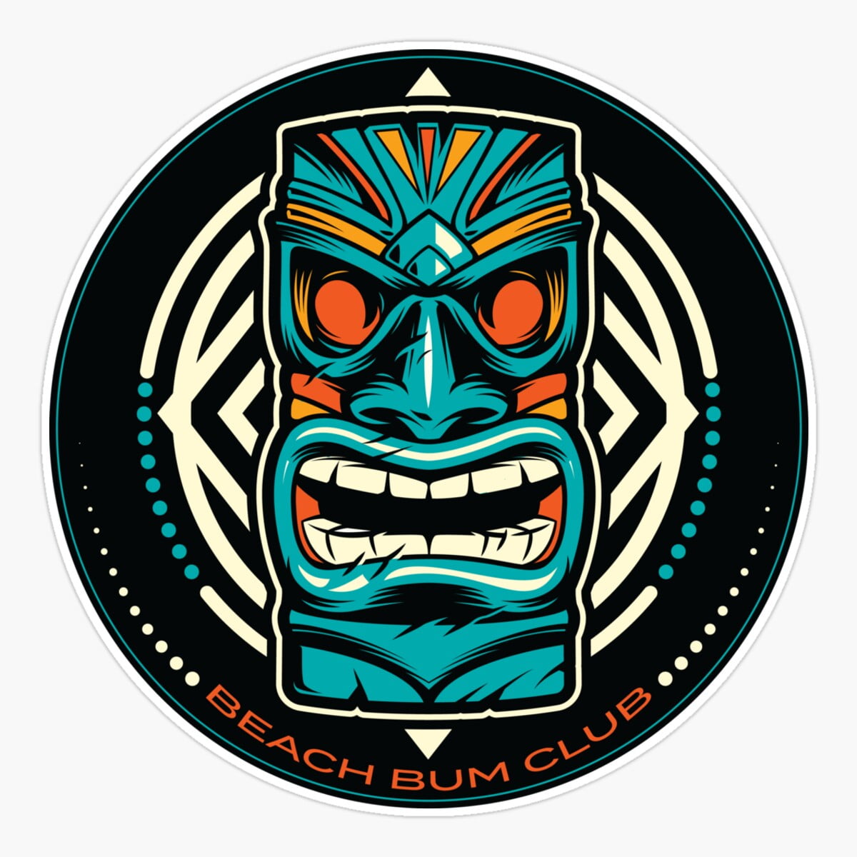 Onim Beach Bum Club Tiki Sticker, Phone Decal Water Bottle Stickers Car ...