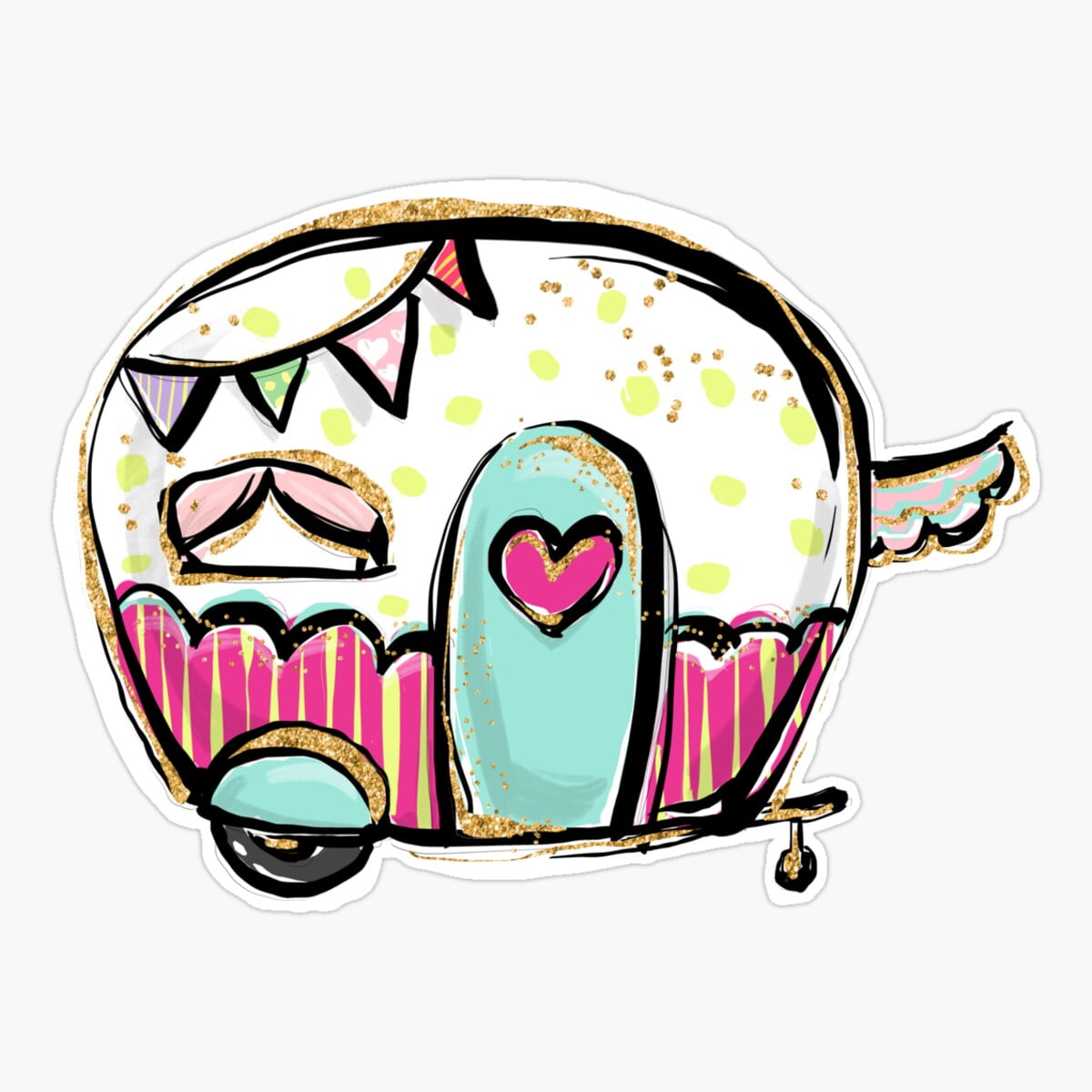 Onim Beach Caravan Sticker, Phone Decal Water Bottle Stickers Car ...