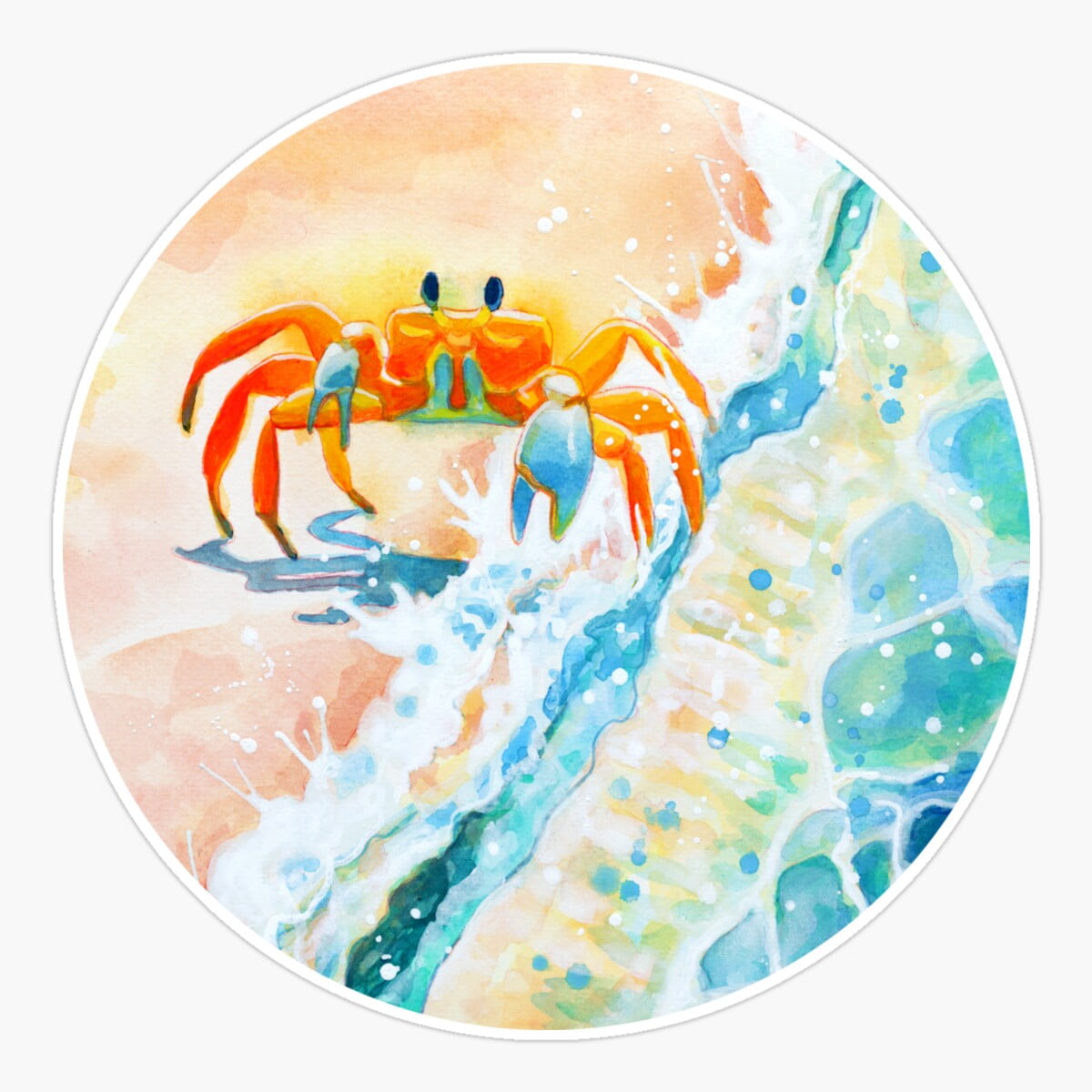 Onim Beach Crab - Ghost Crab Meets Ocean Sticker, Phone Decal Water ...
