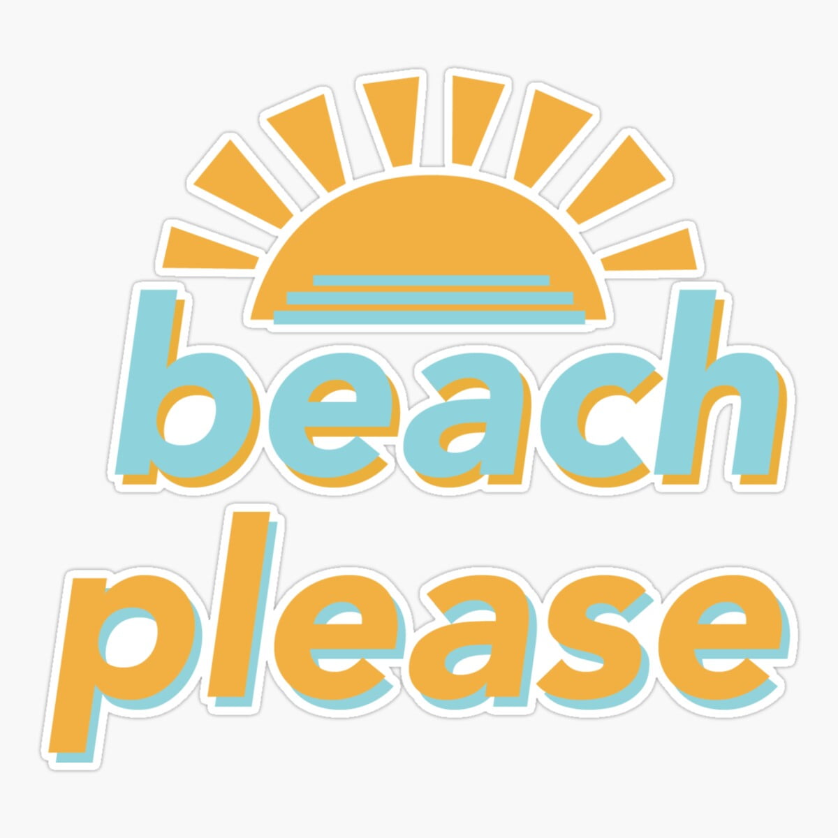 Onim Beach Please Sticker, Phone Decal Water Bottle Stickers Car Decals ...