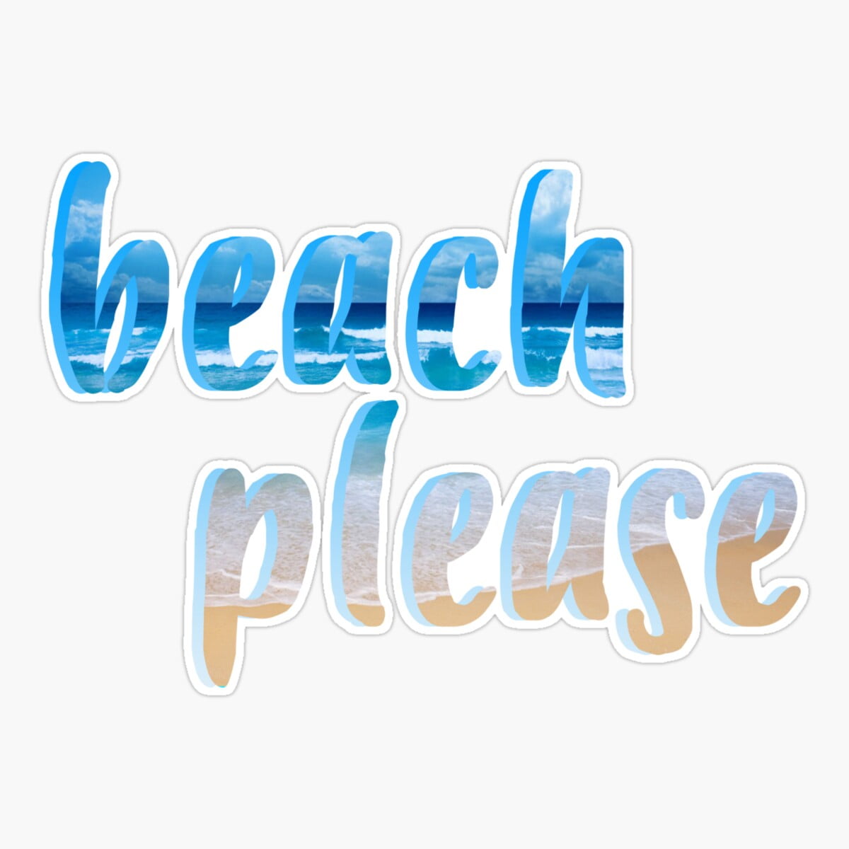 Onim Beach Please Sticker Sticker, Phone Decal Water Bottle Stickers ...