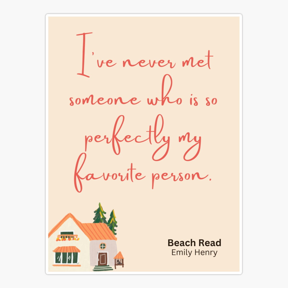 Onim Beach Read Quote, Emily Henry Sticker, Phone Decal Water Bottle ...