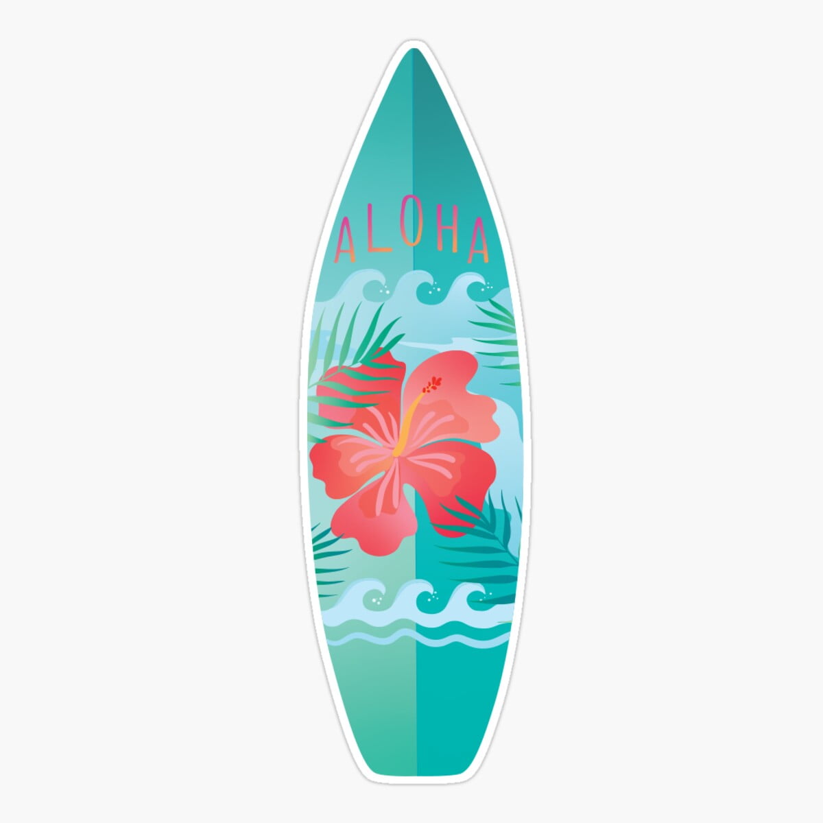 Onim Beach Themed Hawaiian Surf Board Sticker, Phone Decal Water Bottle ...