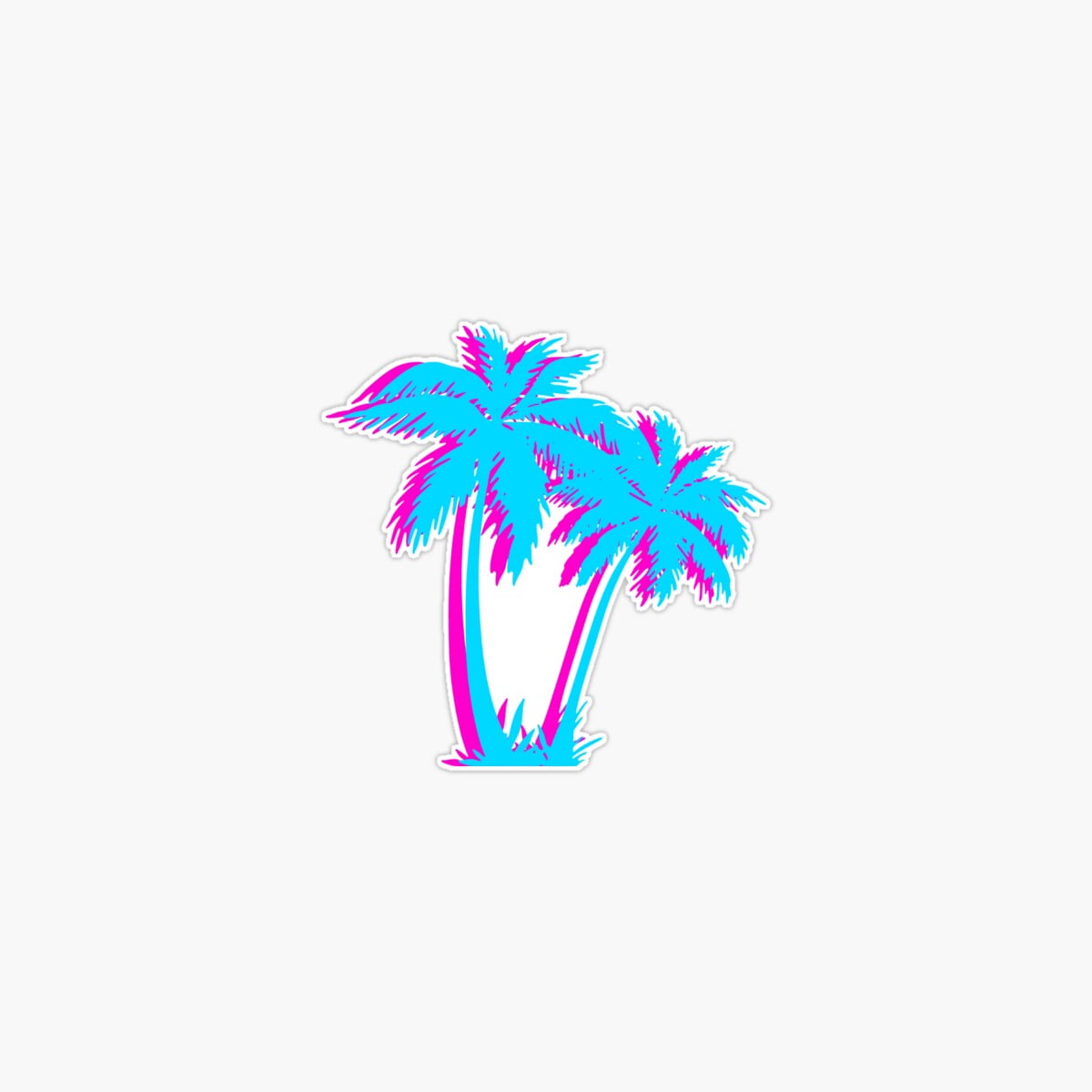 Onim Beach Vaporwave Palm Tree Gift Aesthetic Tropical Palm Blue & Pink ...