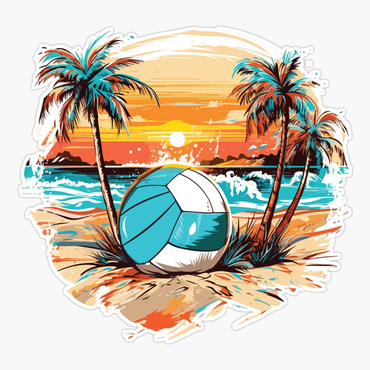 Onim Beach Volleyball Sticker, Phone Decal Water Bottle Stickers Car ...