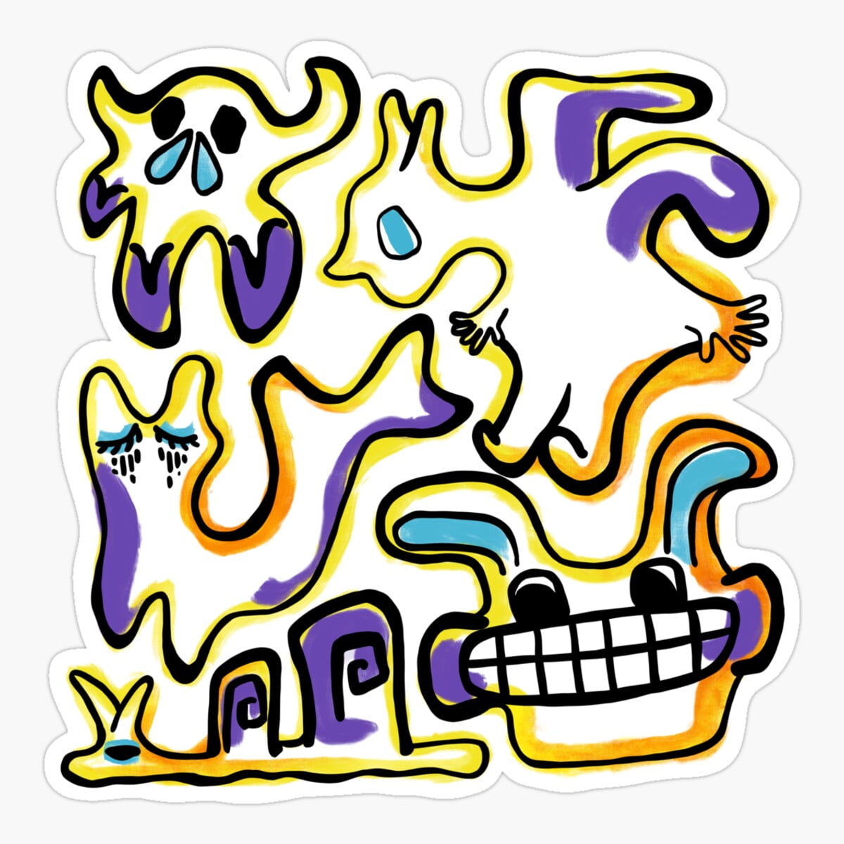 Onim Bean Collection - Tile Monsters Art Creatures Sticker, Phone Decal ...