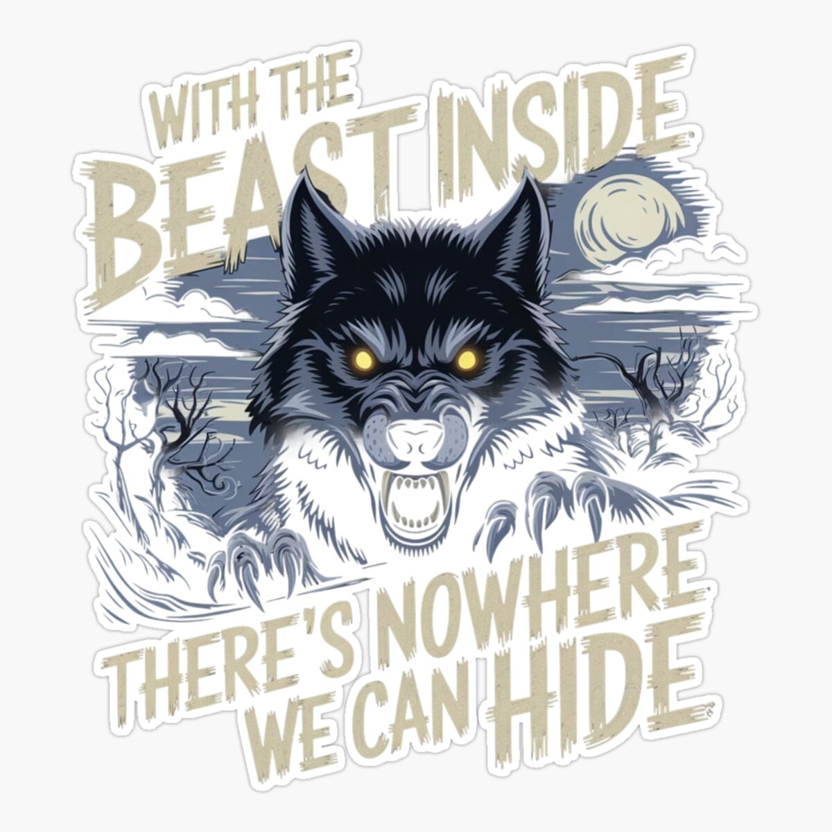 Onim Beast Inside Dark Aesthetic Grunge Sticker, Phone Decal Water ...