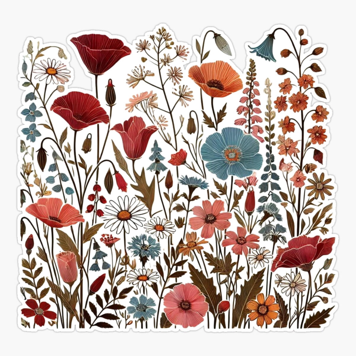 Onim Beautiful Cottagecore Floral Design Sticker, Phone Decal Water ...