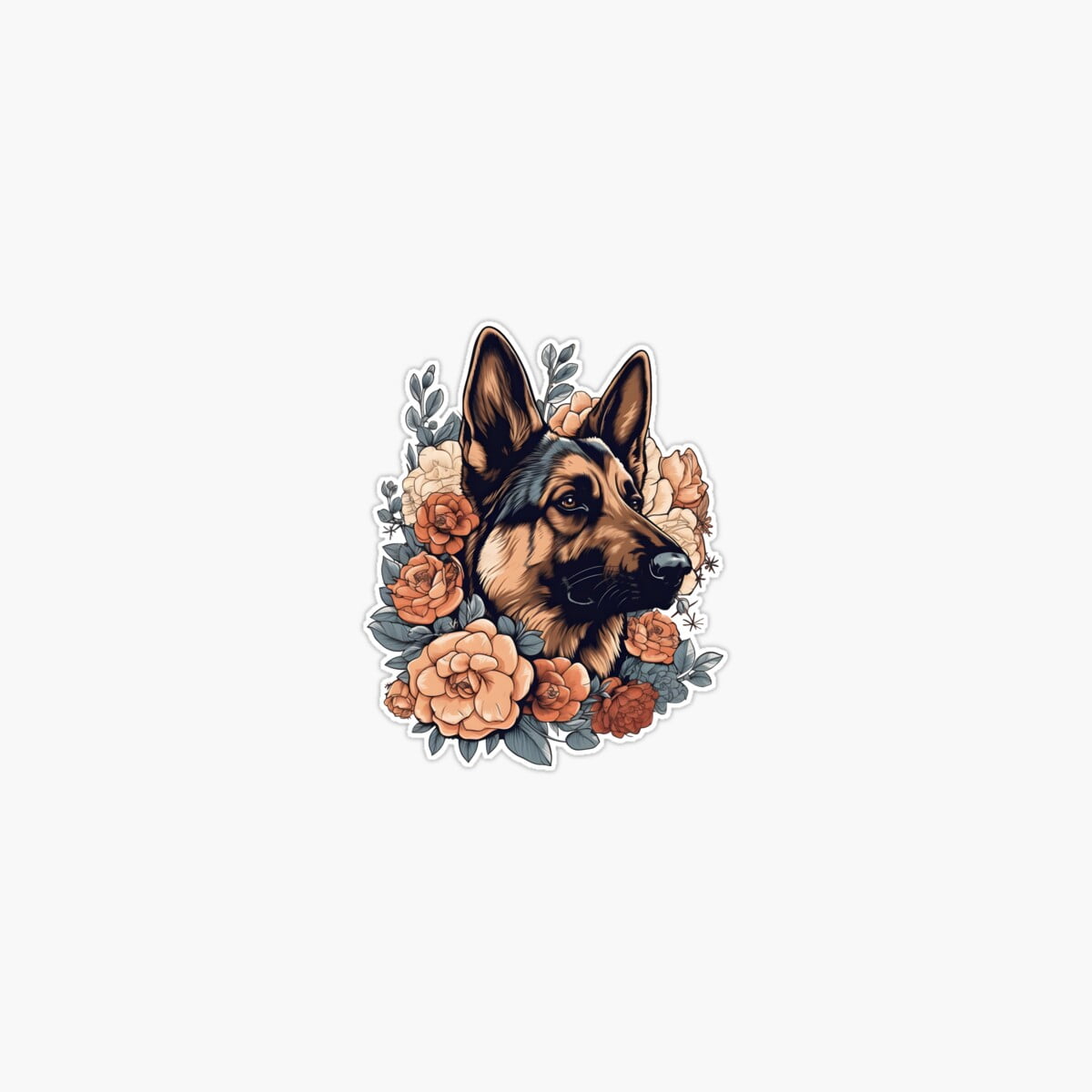 Onim Beautiful German Shepherd Floral Design, Pretty German Shepherd ...
