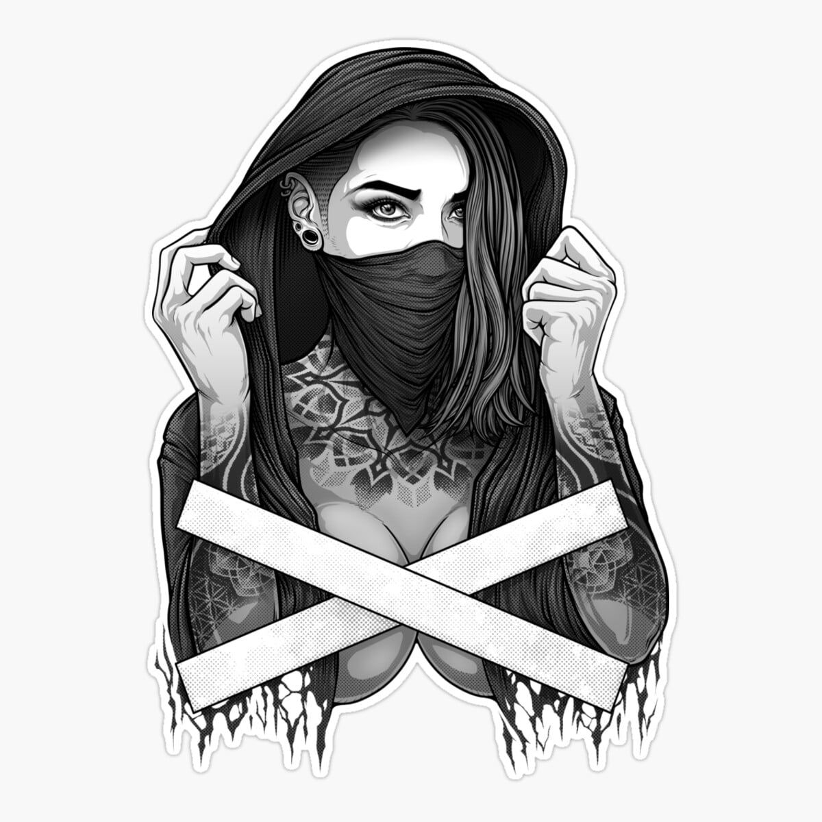 Onim Beautiful Girl Gangster Sticker, Phone Decal Water Bottle Stickers ...