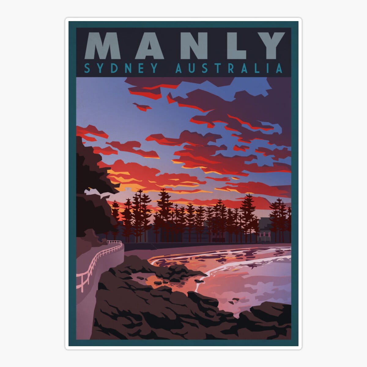 Onim Beautiful Swell At Manly Beach Sticker, Phone Decal Water Bottle ...