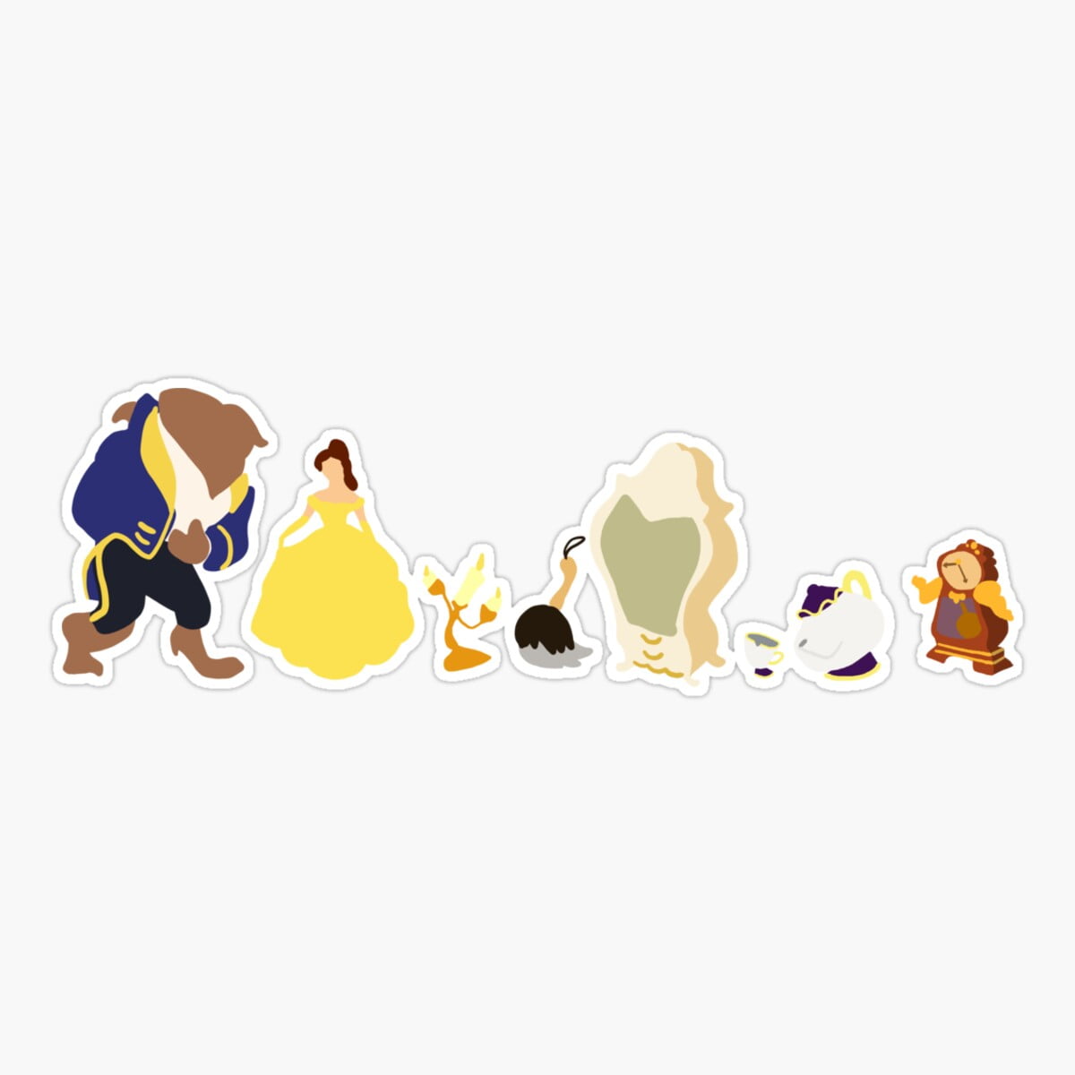 Onim Beauty And The Beast Character Illustration Sticker, Phone Decal ...