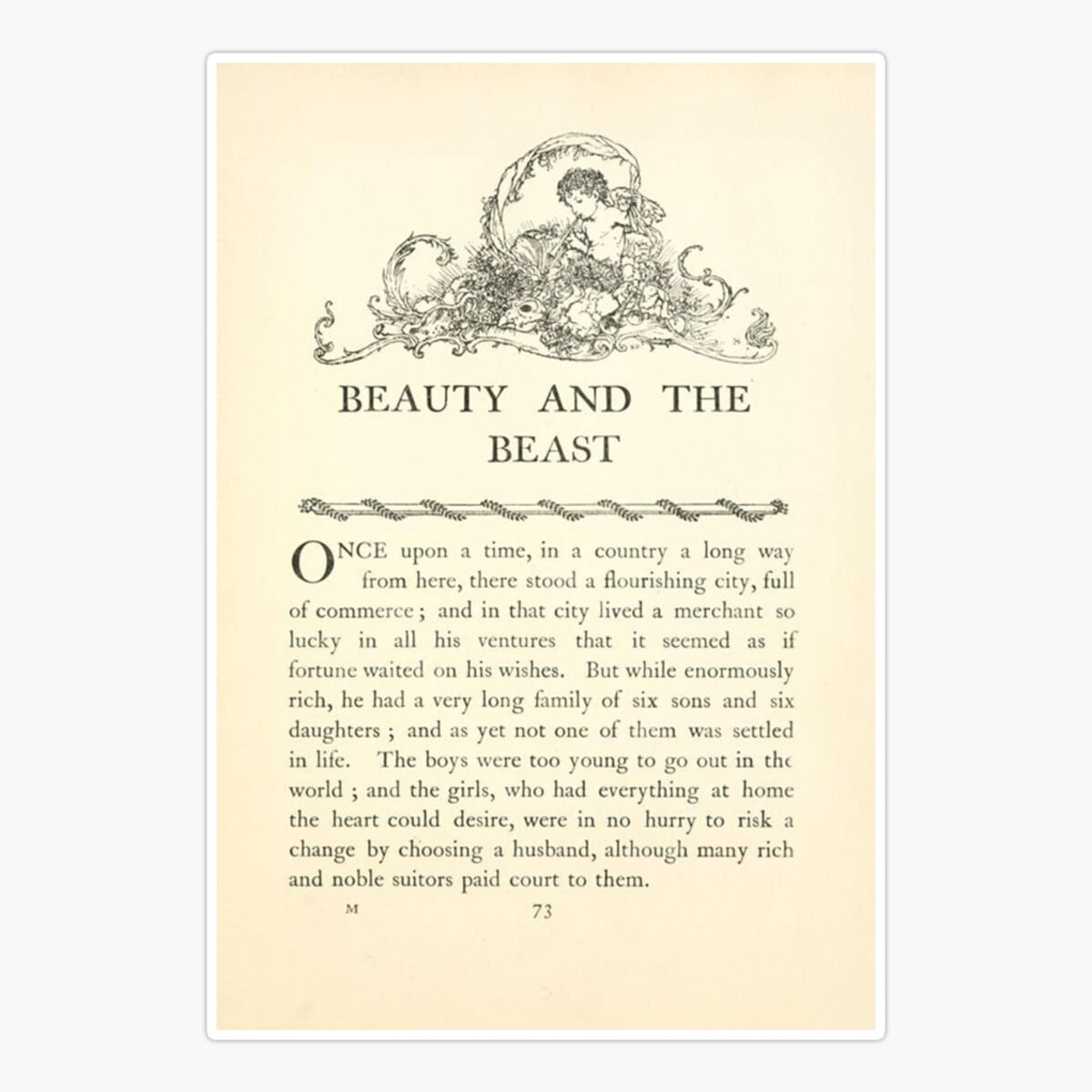 Onim Beauty And The Beast Vintage Page Sticker, Phone Decal Water ...