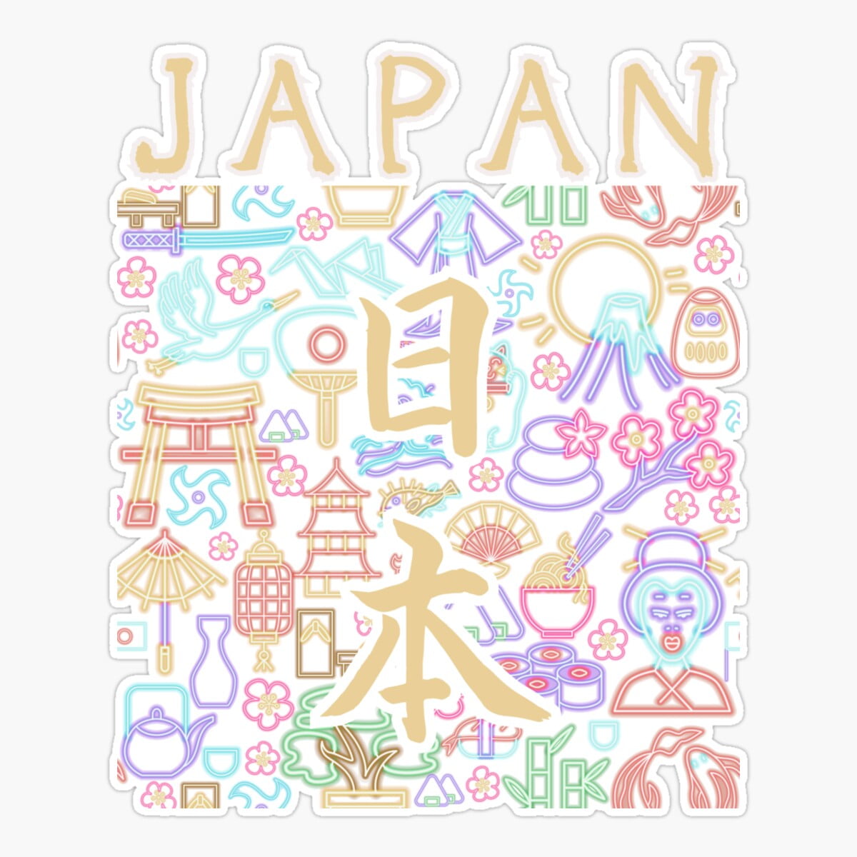 Onim Beauty Of Japan Sticker, Phone Decal Water Bottle Stickers Car ...