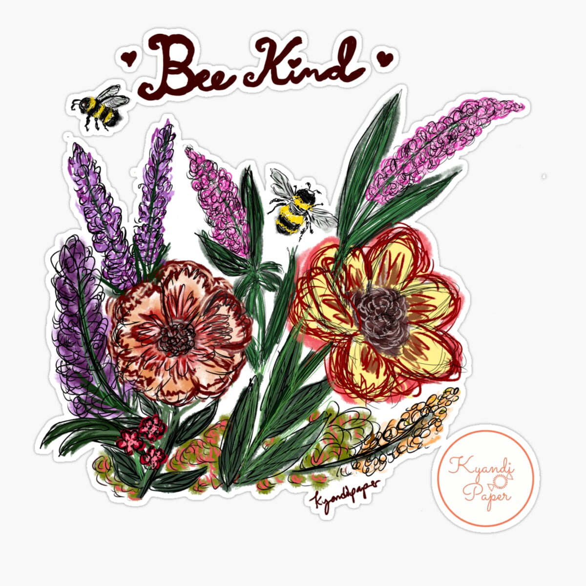 Onim Bee Kind Sticker, Phone Decal Water Bottle Stickers Car Decals ...