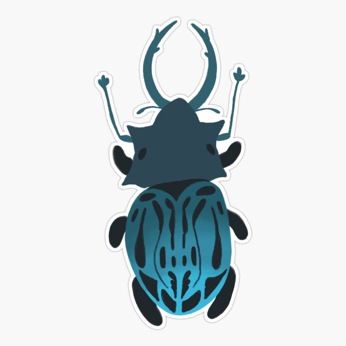 Onim Beetle - Dark Teal Sticker, Phone Decal Water Bottle Stickers Car ...