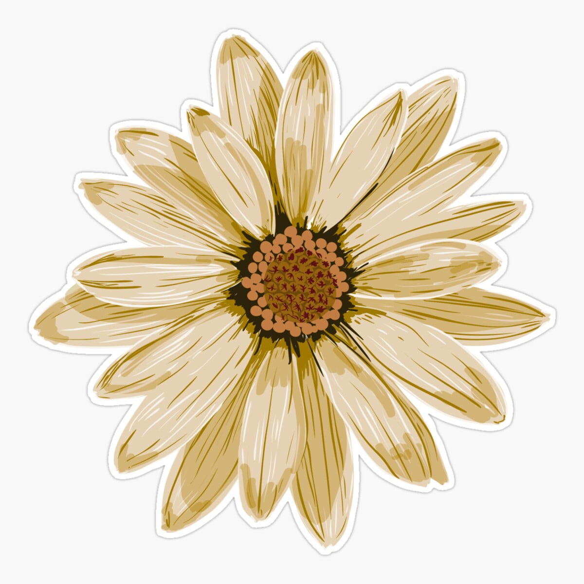 Onim Beige Daisy Sticker, Phone Decal Water Bottle Stickers Car Decals ...