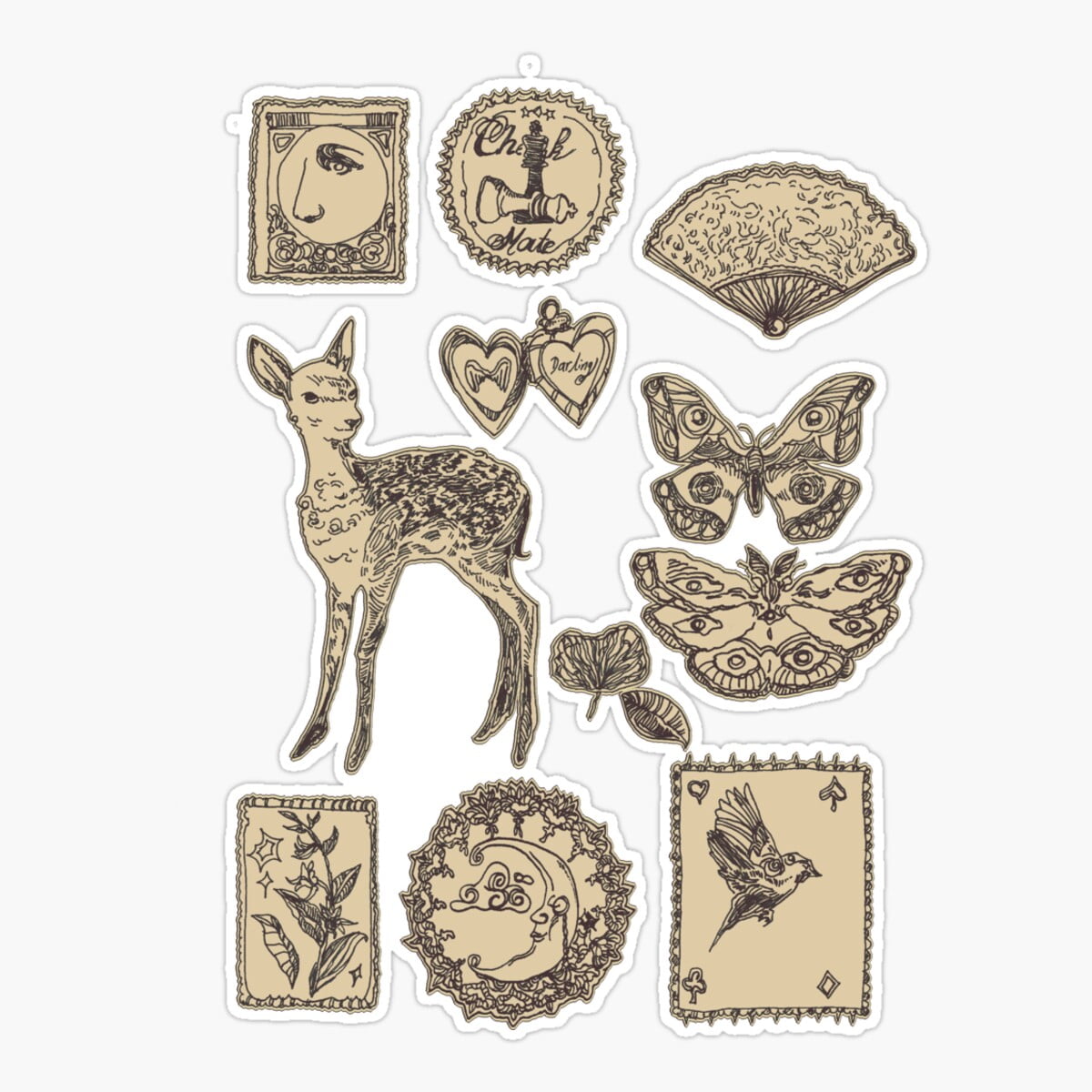 Onim Beige Fawn Sticker Collection Sticker, Phone Decal Water Bottle ...
