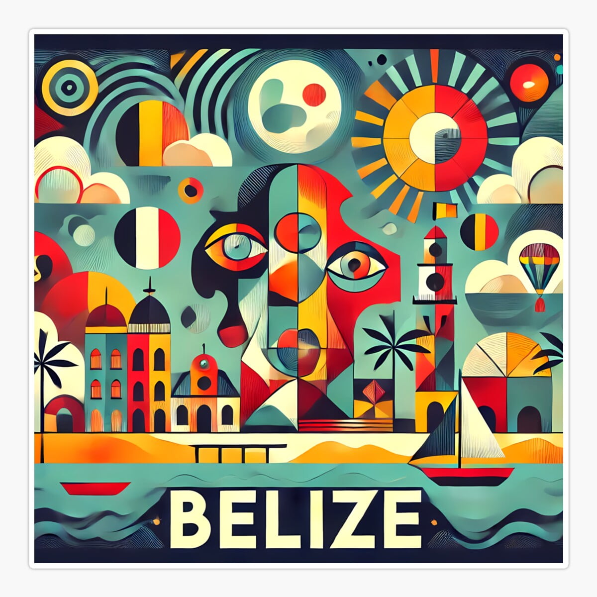 Onim Belize Adventure Cubism Art – Tropical Fun For Travel Lovers ...