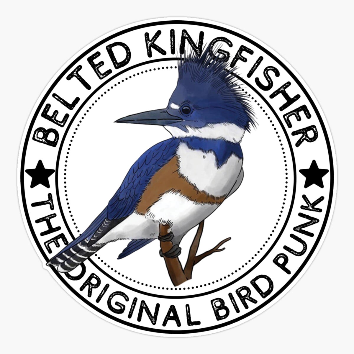 Onim Belted Kingfisher, The Original Bird Punk Sticker, Phone Decal ...