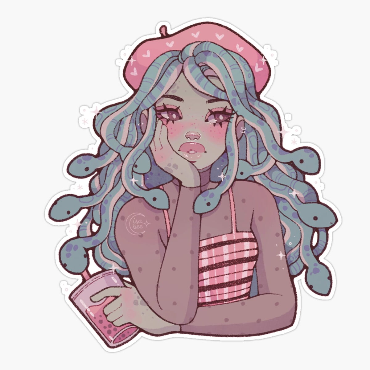 Onim Beret Medusa Sticker, Phone Decal Water Bottle Stickers Car Decals ...