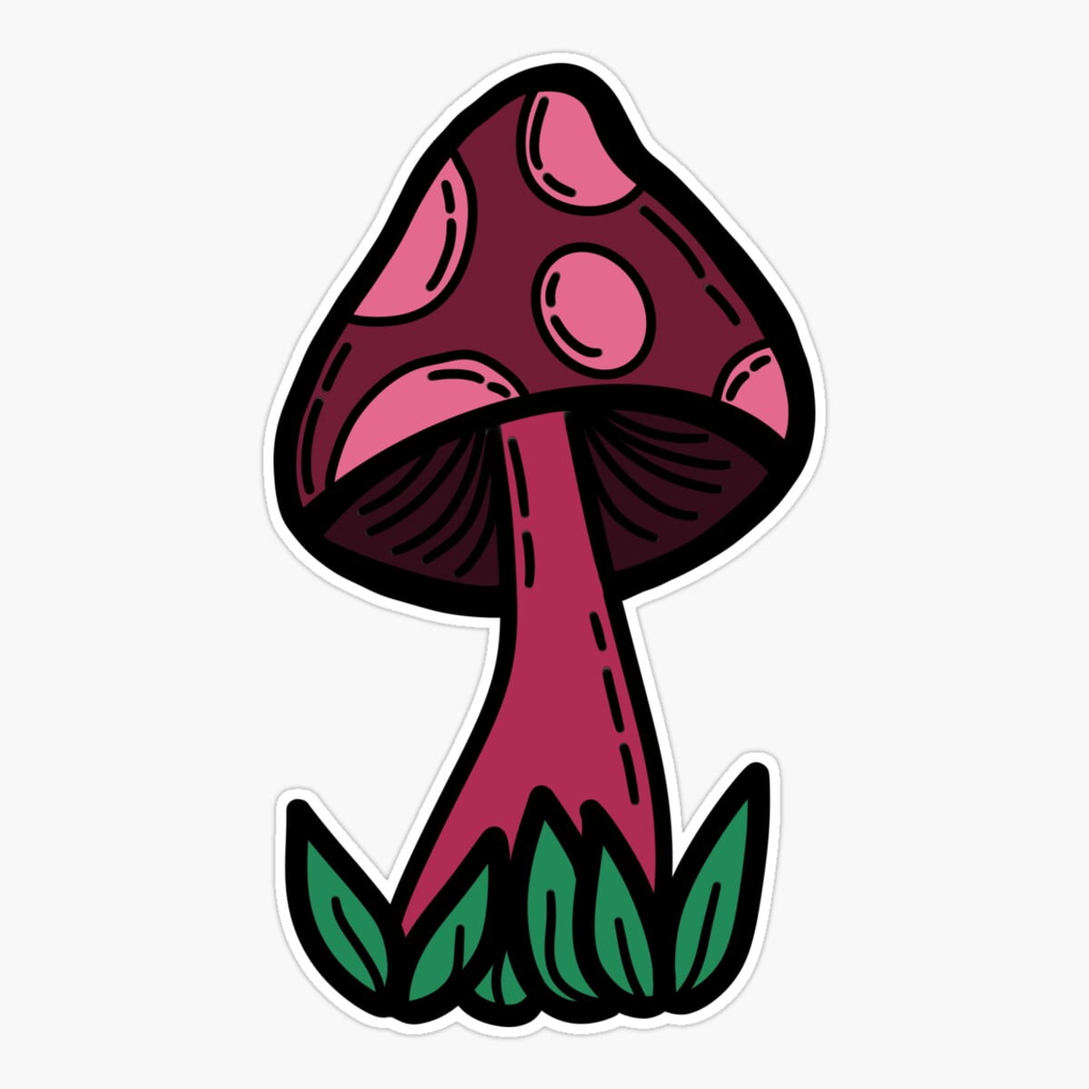 Onim Berry Pink Doodle Mushroom Mushroom Sticker, Phone Decal Water ...