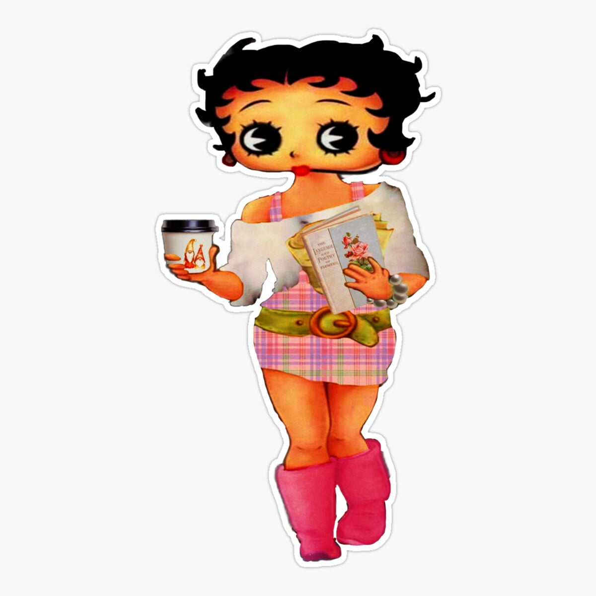 Onim Bettyboop In Pink Cottage Core Sticker, Phone Decal Water Bottle ...