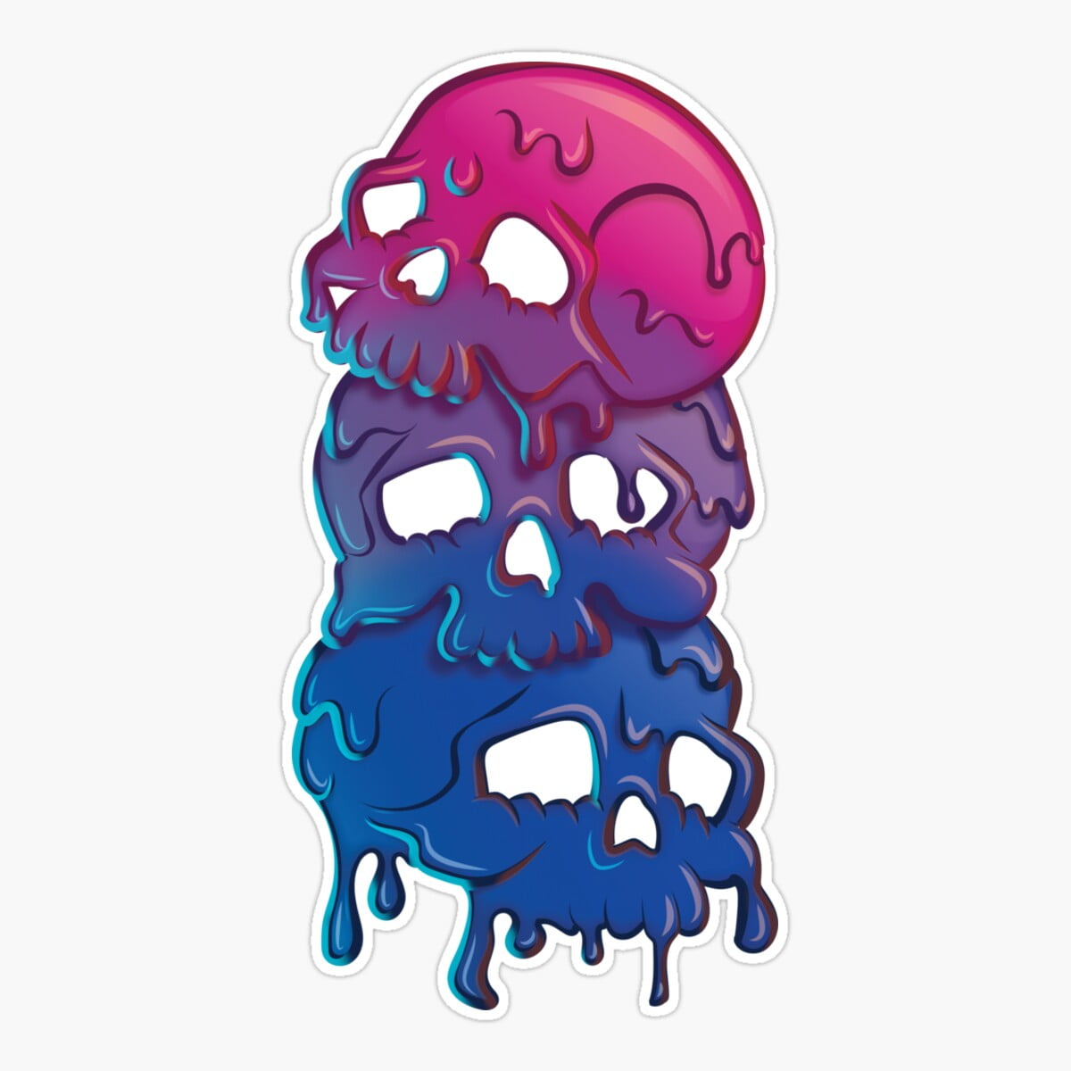 Onim Bi Pride Flag Goth Skull Tower Bisexual Sticker, Phone Decal Water ...