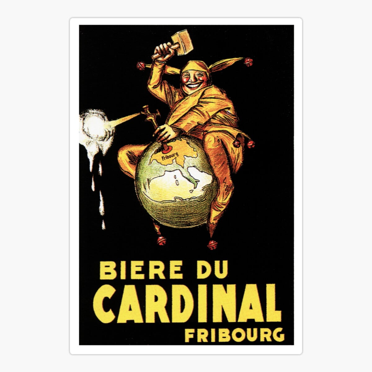 Onim Biere Du Cardinal Beer Achille Mauzan Vintage Art Deco Sticker ...