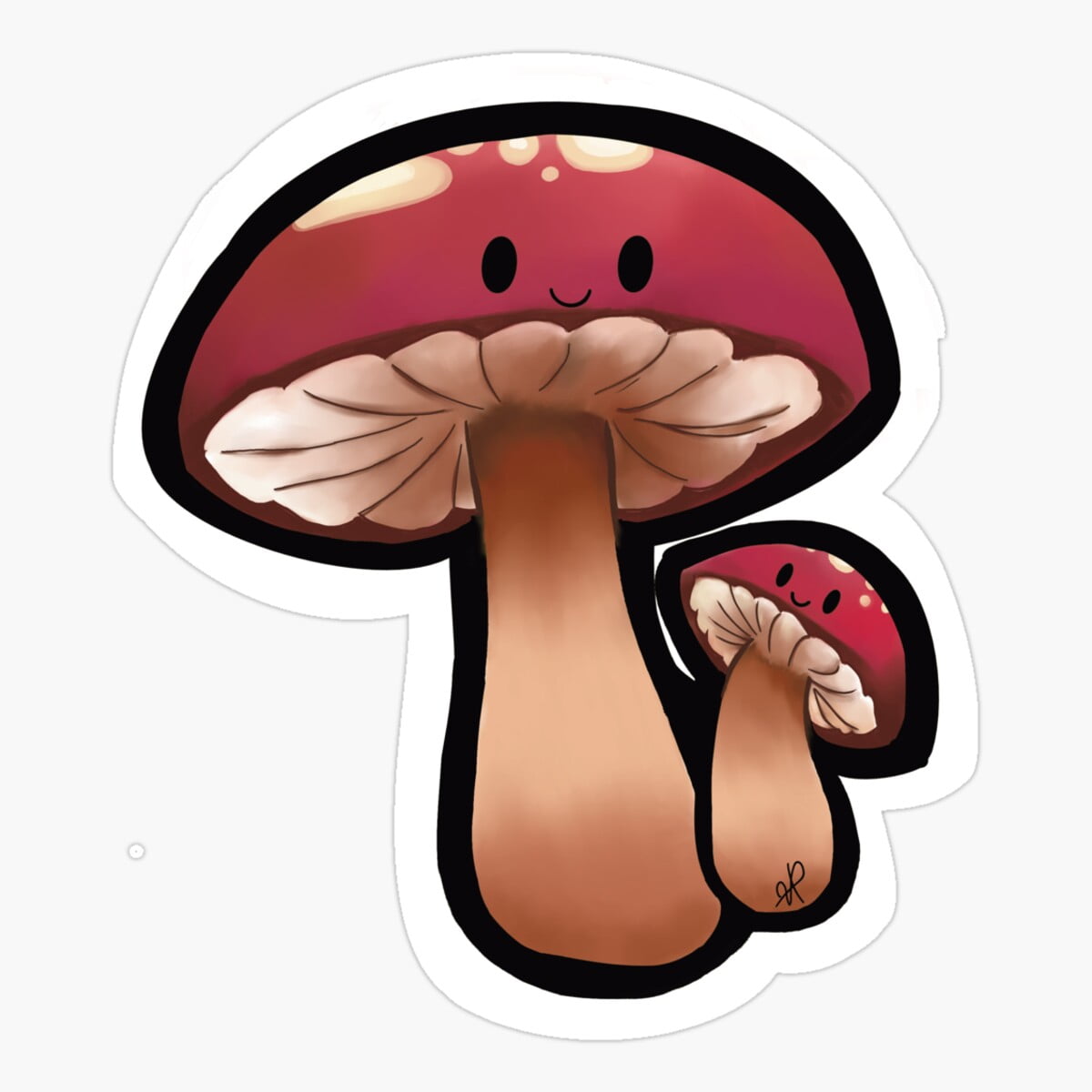 Onim Big Mushroom Little Mushroom Sticker, Phone Decal Water Bottle ...