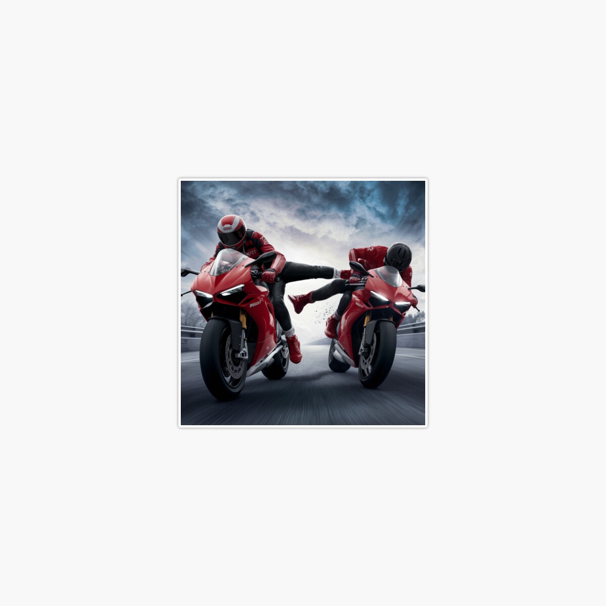 Onim Bike Racing, Fighting While Racing, Ducati , Rally Sports Sticker ...