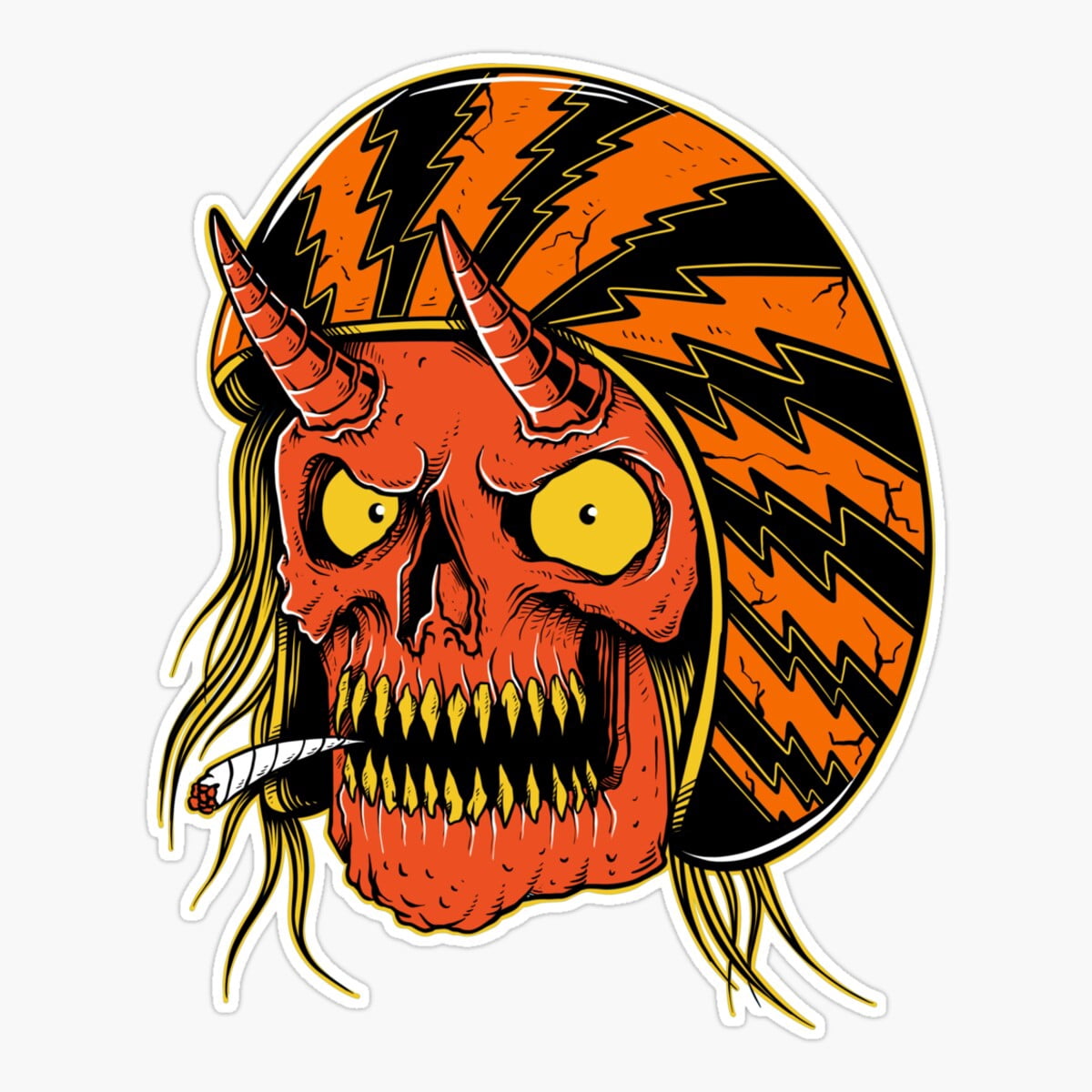 Onim Biker Skull Smoking - Designed By Joe Tamponi Sticker, Phone Decal ...
