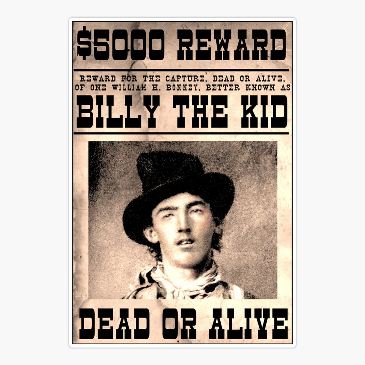 Onim Billy The Kid : Vintage Restored Wanted Poster Sticker, Phone ...