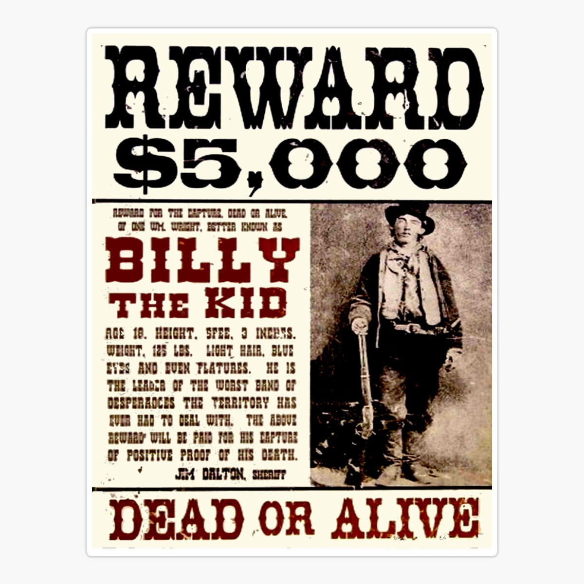 Onim Billy The Kid : Vintage Restored Wanted Poster Sticker, Phone ...