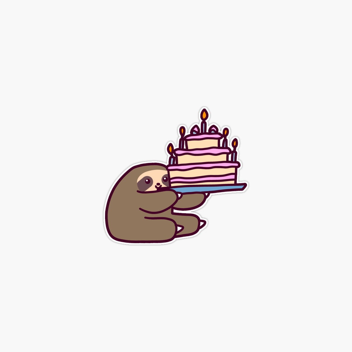 Onim Birthday cake Sloth Sticker - Walmart.com
