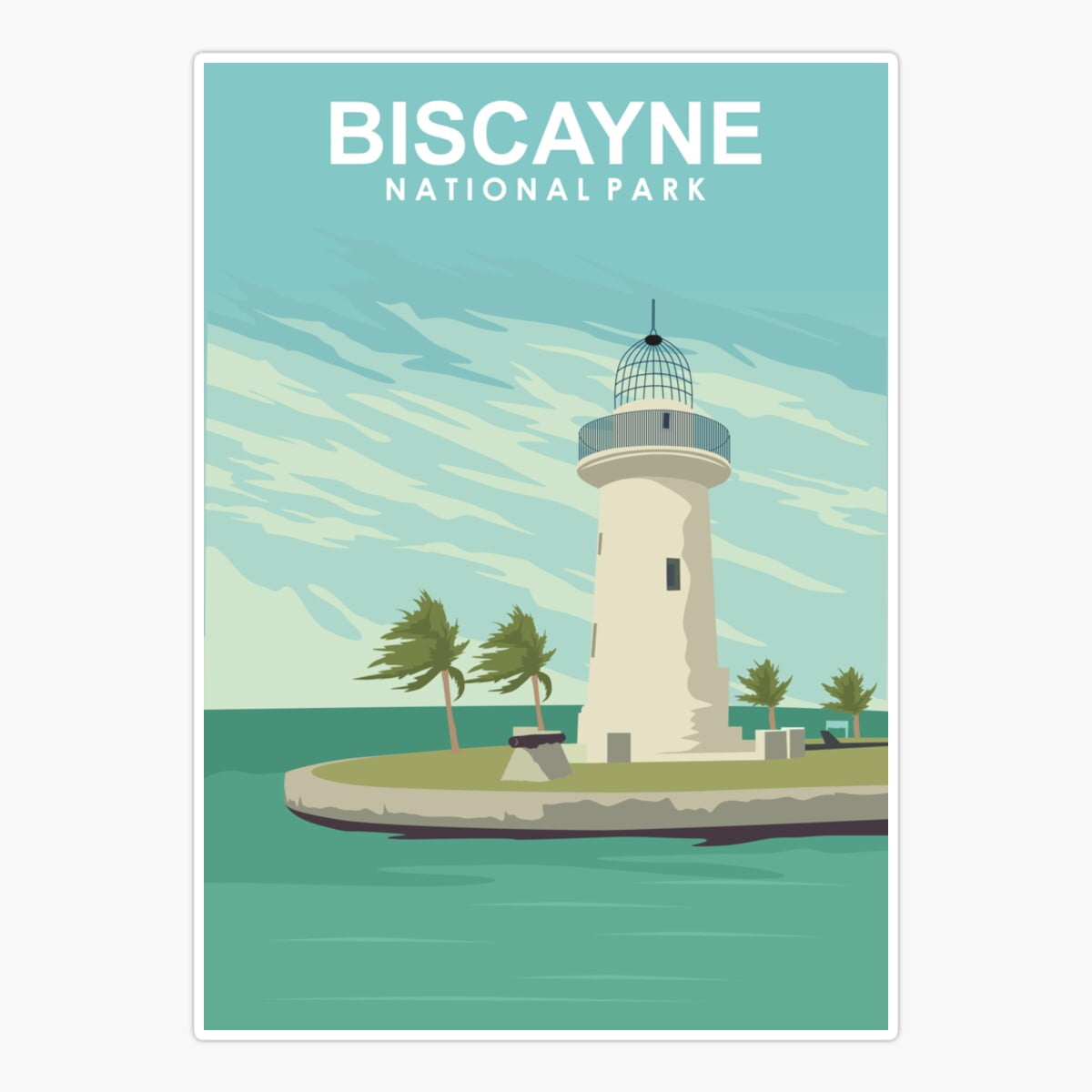 Onim Biscayne National Park Vintage Florida Travel Poster Sticker ...