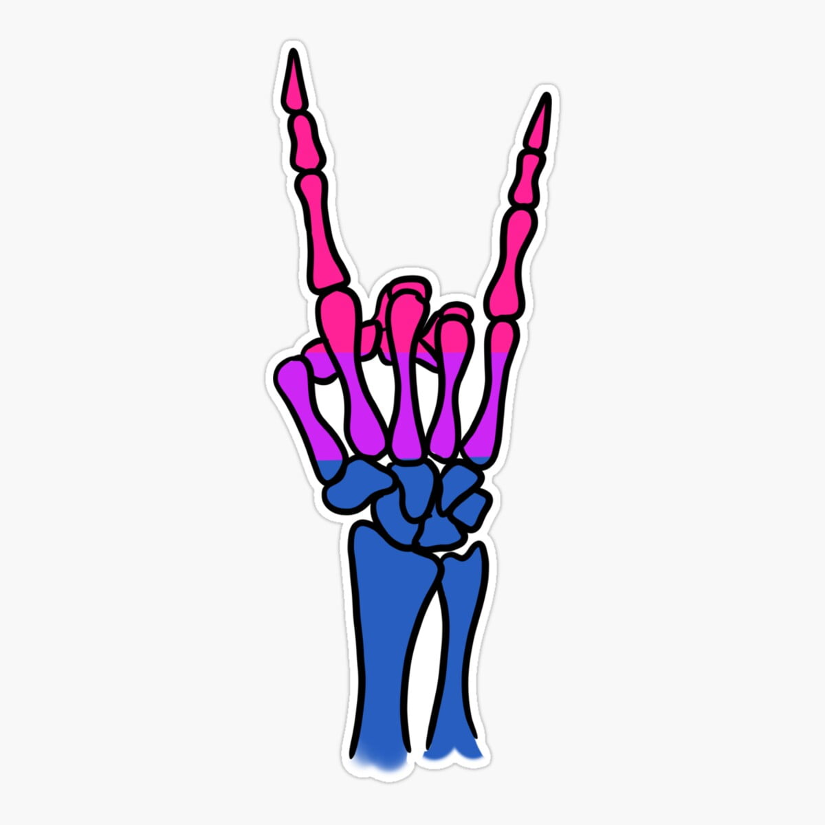 Onim Bisexual Pride Skeleton Hand (Lgbtq) Sticker, Phone Decal Water ...
