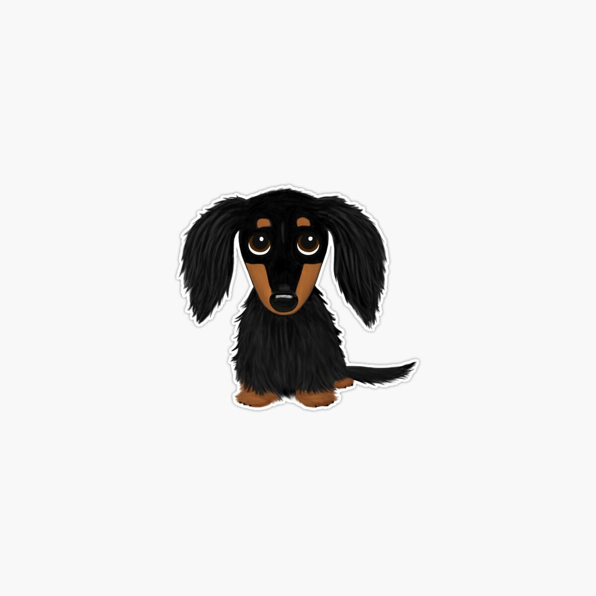 Onim Black And Tan Long Haired Dachshund Sticker, Phone Decal Water ...