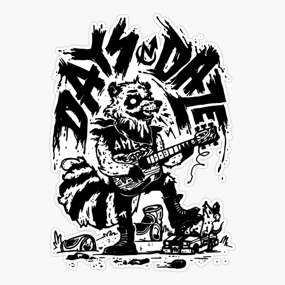 Onim Black And White Bernedoodle Sticker, Phone Decal Water Bottle ...