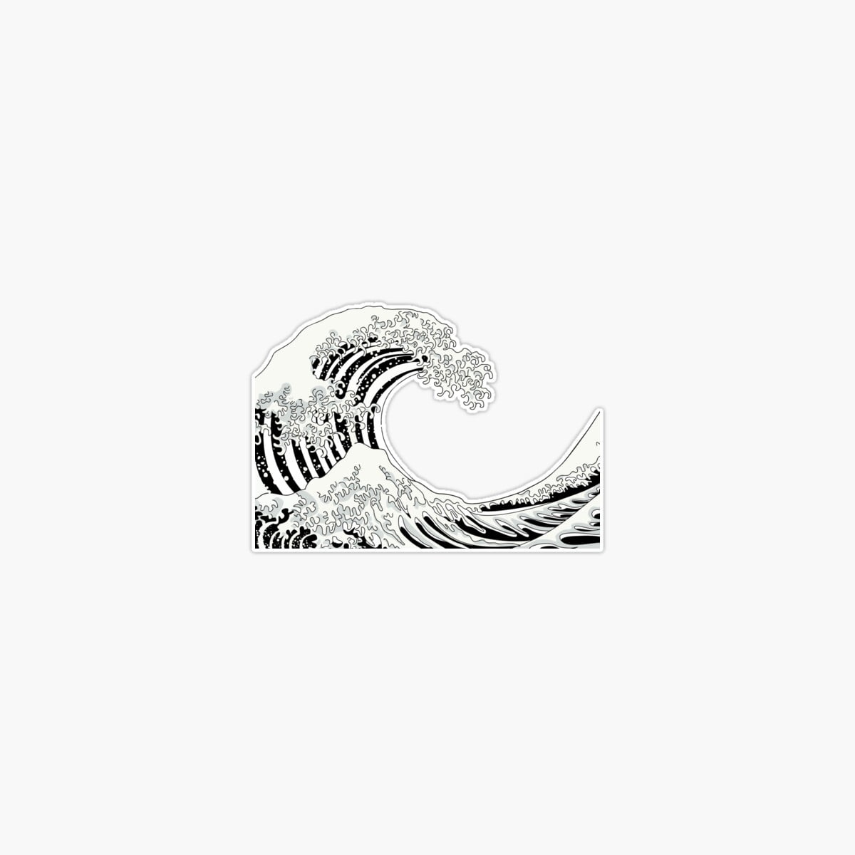 Onim Black And White Great Wave Sticker, Phone Decal Water Bottle ...