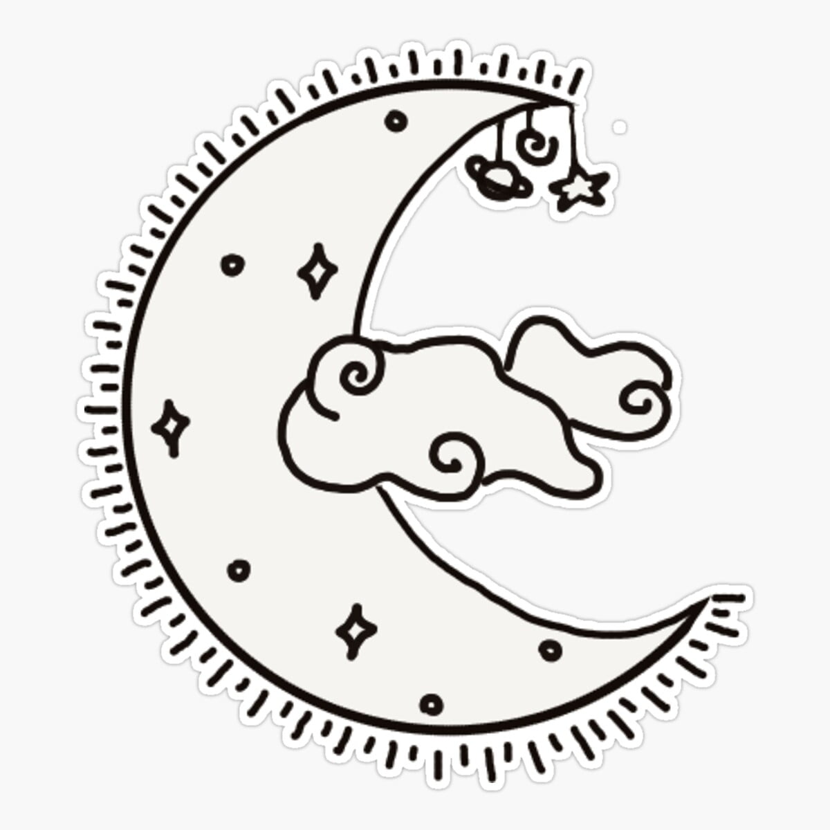 Onim Black And White Moon Design Sticker, Phone Decal Water Bottle ...