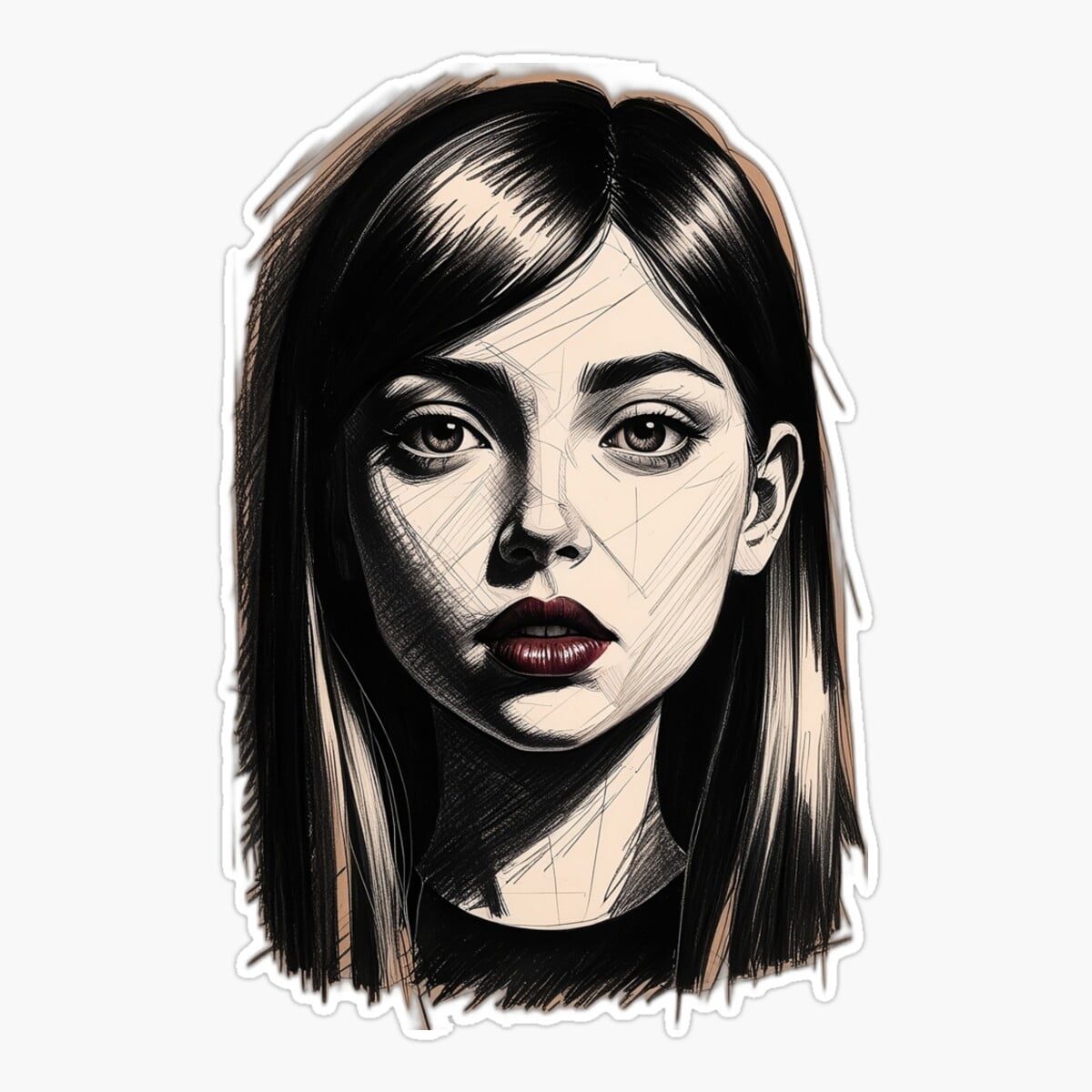 Onim Black And White Sketch Portrait Sticker, Phone Decal Water Bottle ...