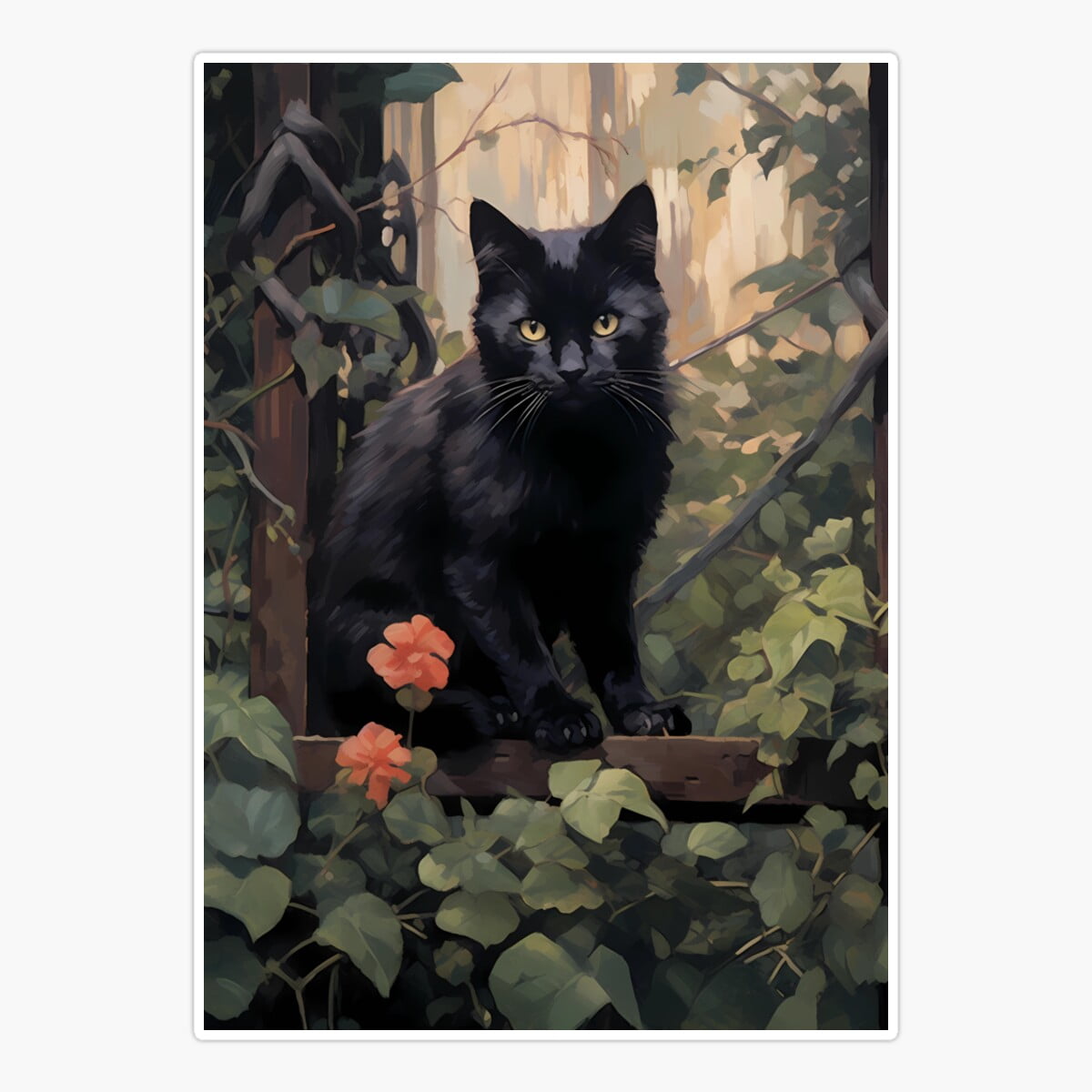 Onim Black Cat Dark Academia Gothic Cottagecore Decor Sticker, Phone ...