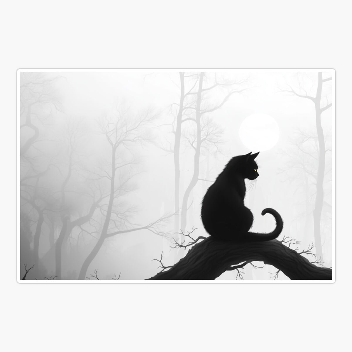 Onim Black Cat In Forest Sticker, Phone Decal Water Bottle Stickers Car ...