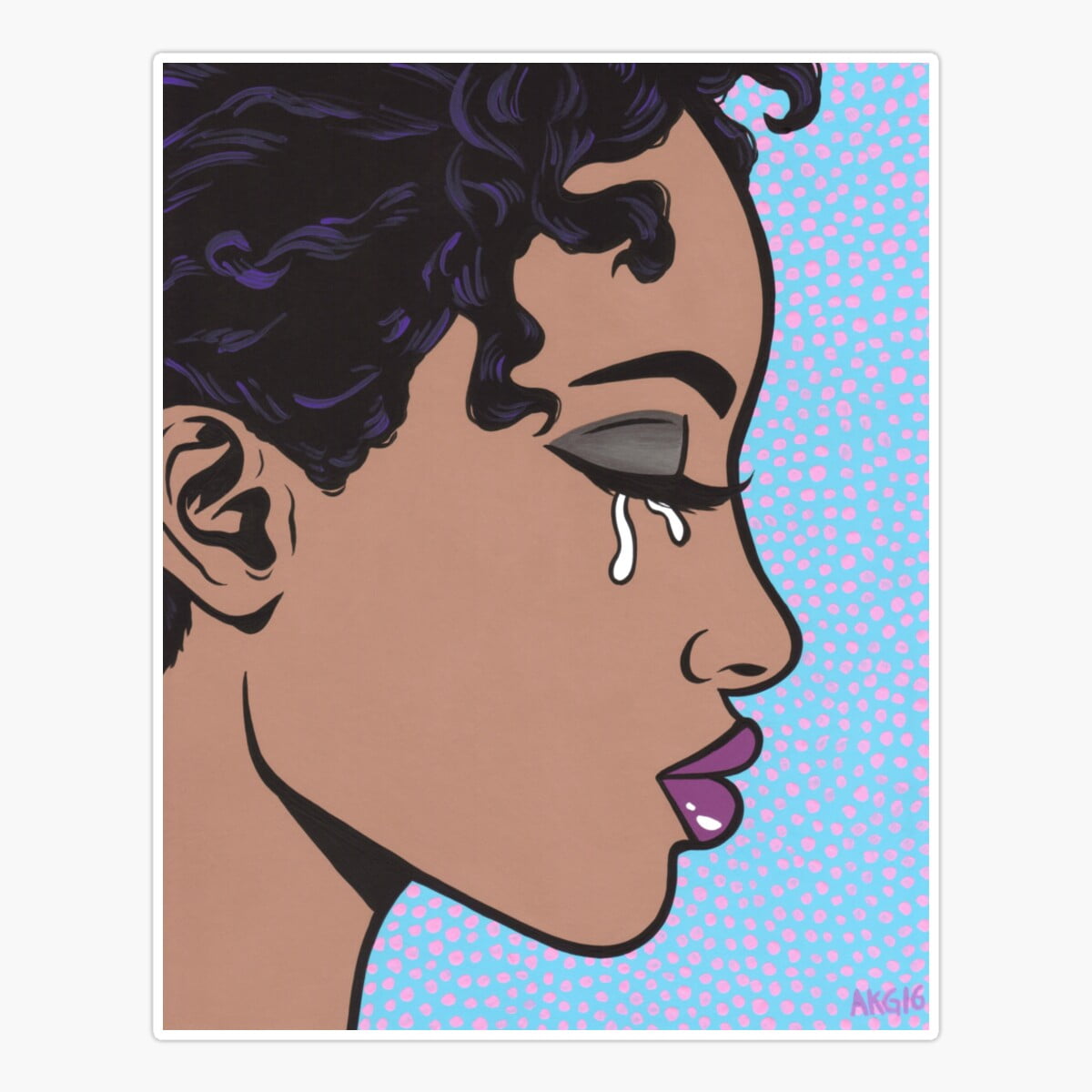 Onim Black Crying Comic Girl Sticker, Phone Decal Water Bottle Stickers Car Decals, Funny ...