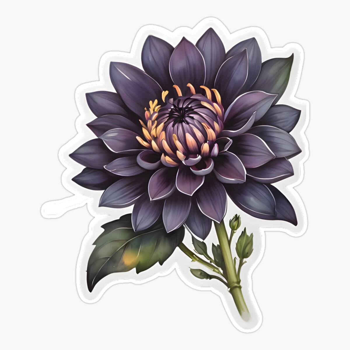 Onim Black Dahlia Flower Sticker, Phone Decal Water Bottle Stickers Car ...