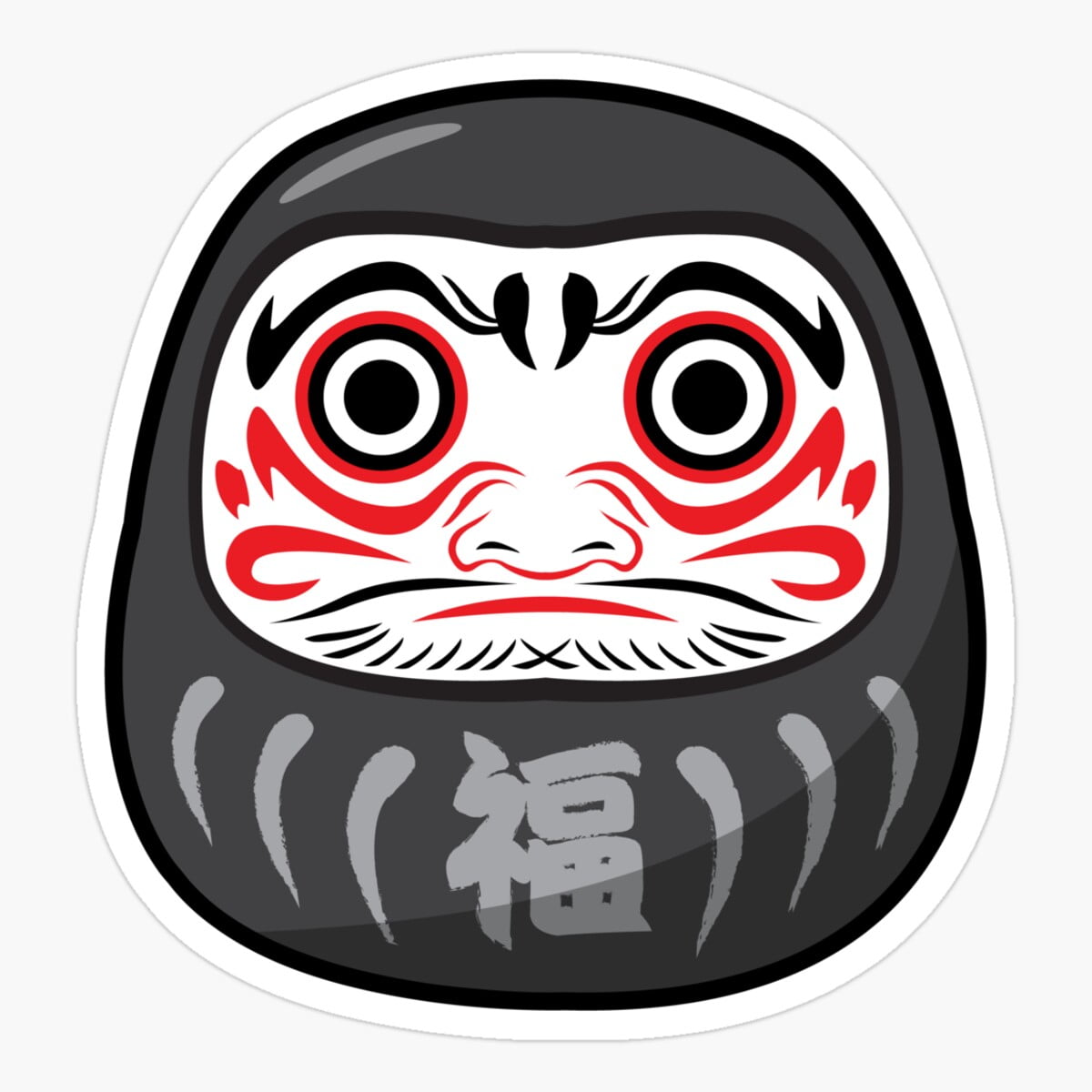 Onim Black Daruma Japanese Doll. Lucky Doll. Japan Style. Japanese Culture. Sticker, Phone Decal ...