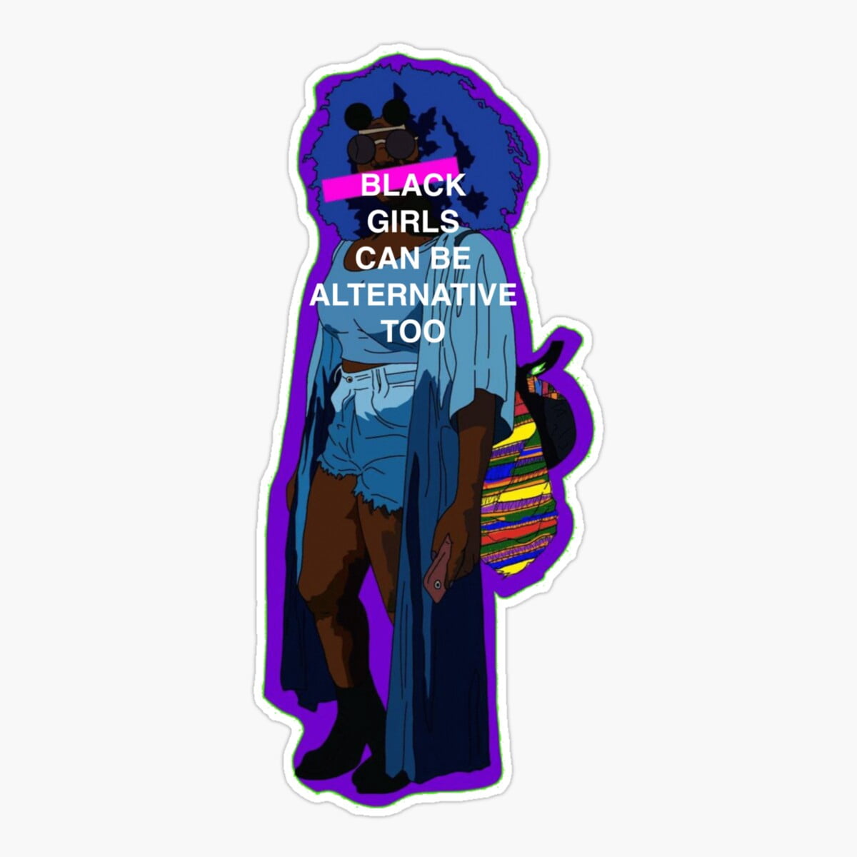 Onim Black Girls Can Be Alternative Too Sticker, Phone Decal Water ...