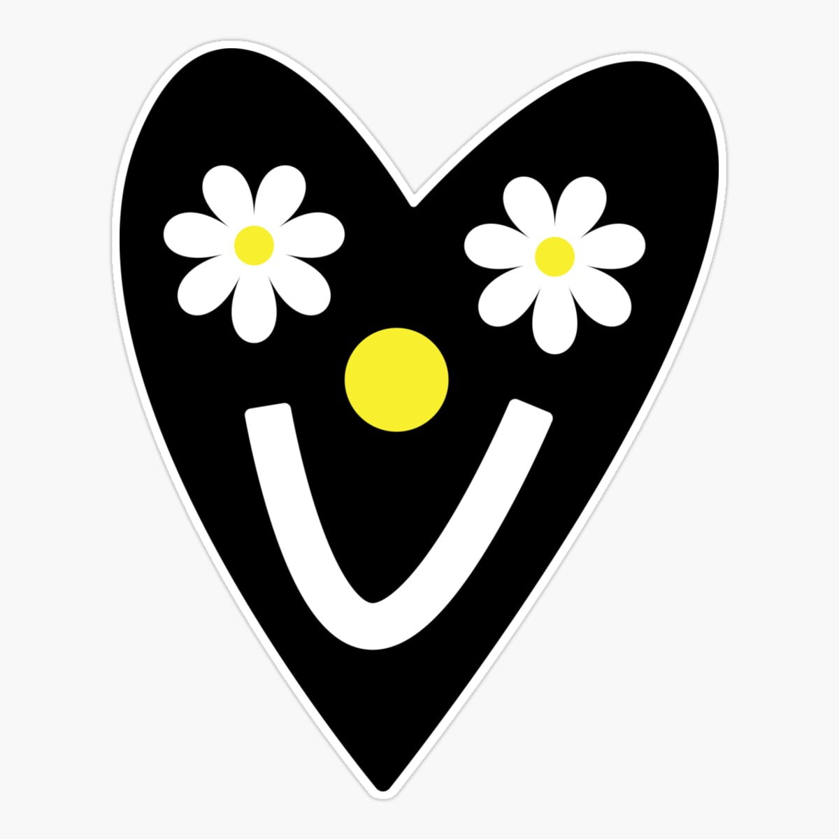 Onim Black Heart Smiley Face Sticker For Laptop And Water Bottles ...