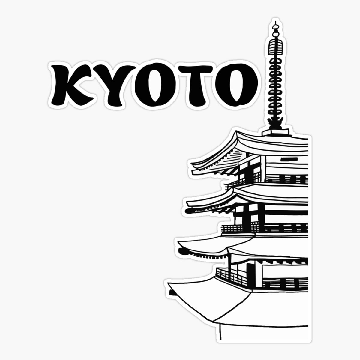 Onim Black Inscription Of Kyoto Sticker, Phone Decal Water Bottle ...